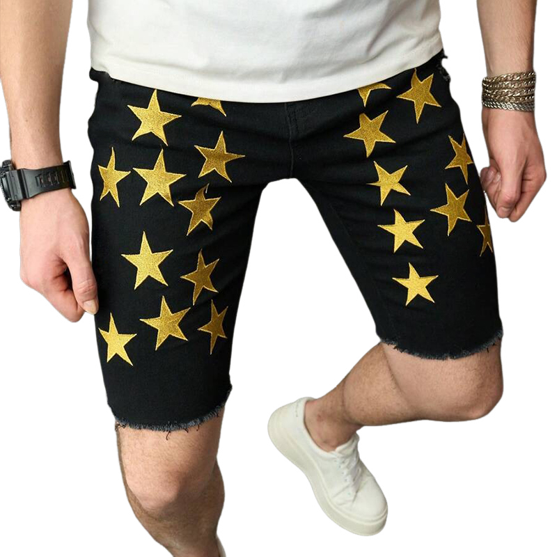 Men's Casual Star Embroidered Denim Shorts MTA1125D6TO