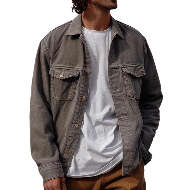 Men's Canvas Vintage Washed Lapel Jacket 26842107X – Manlytshirt